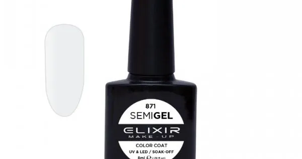 Elixir Make Up Semigel Color Coat Soak Off 871 Milky White 8ml