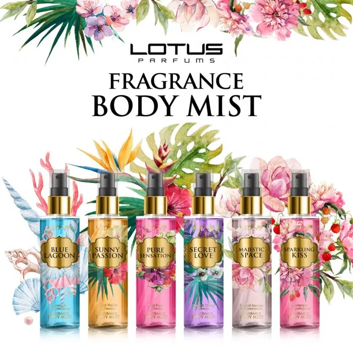 Body Mist Lotus Sunny Passion Sparkling Kiss Champagne and Strawberries ...